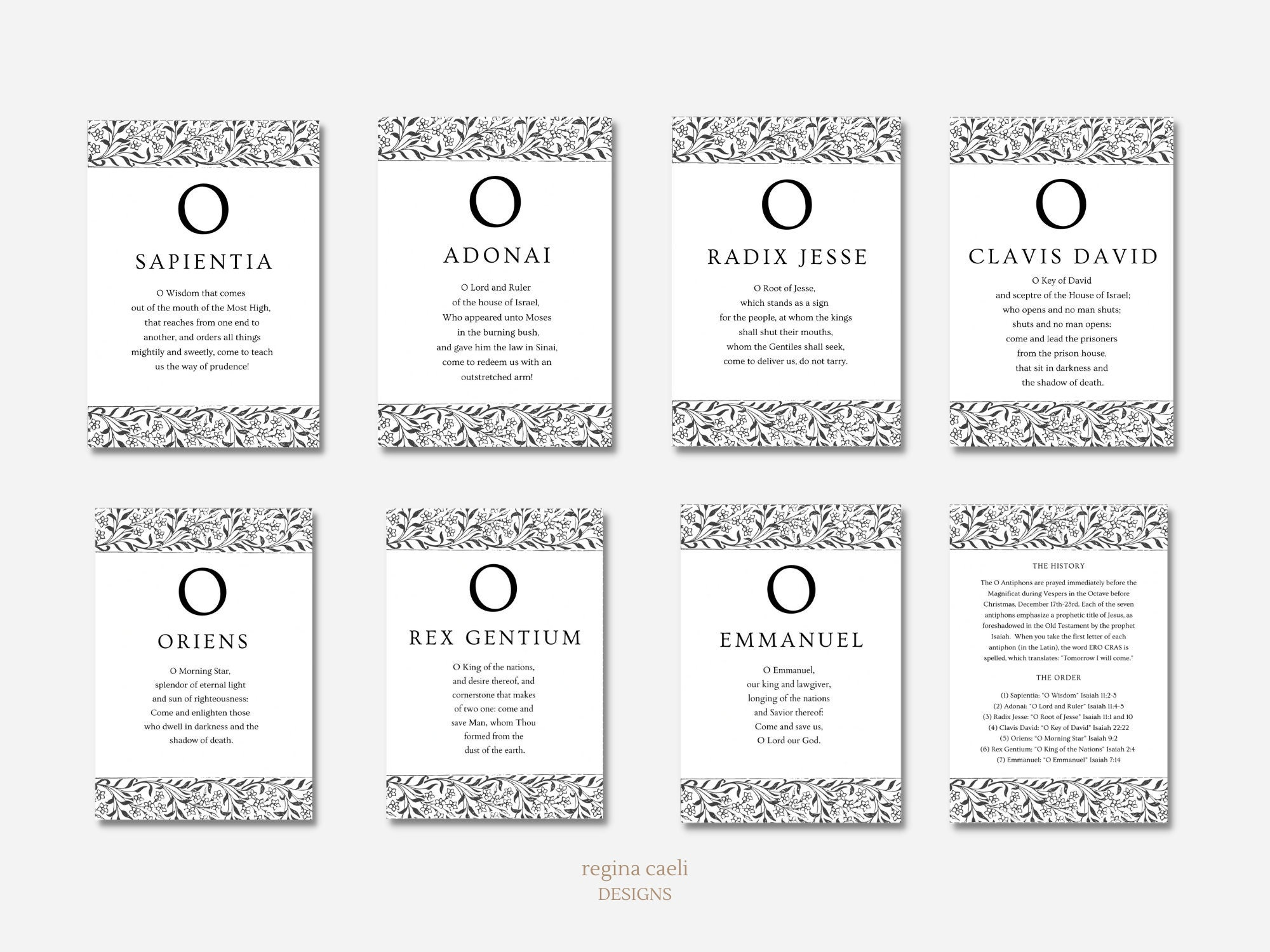 O Antiphons Printable, Advent Decoration, Catholic Printables, Black ...