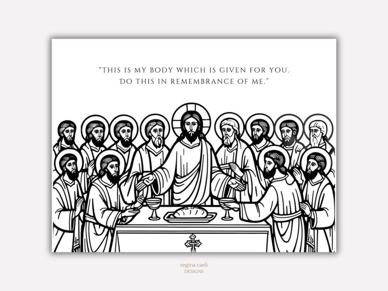 Last Supper Coloring Page, Holy Week Coloring Pages, Holy Thursday ...