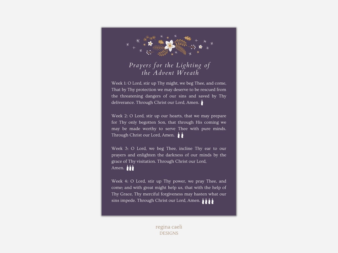Prayer Card for Advent Wreath Lighting, Advent Prayers, Advent Wreath ...