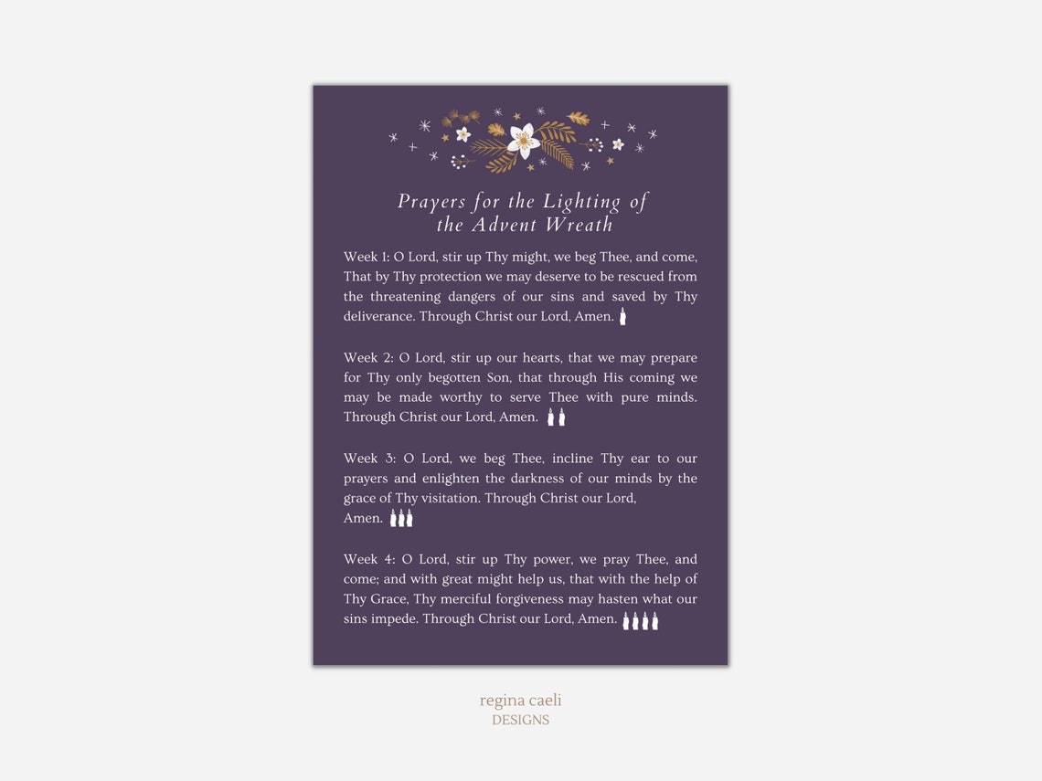 Prayer Card for Advent Wreath Lighting, Advent Prayers, Advent Wreath ...
