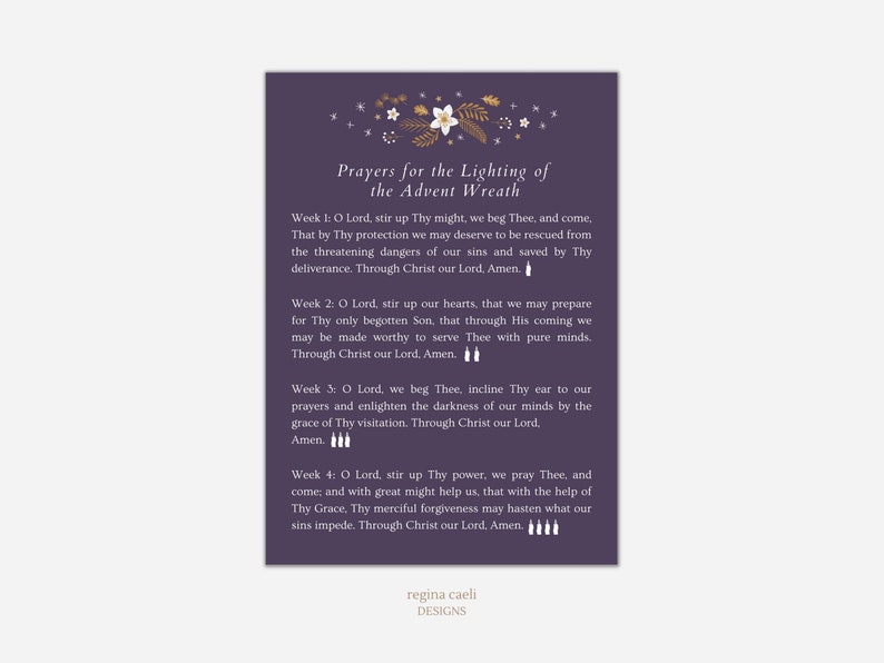 Prayer Card for Advent Wreath Lighting, Advent Prayers, Advent Wreath ...