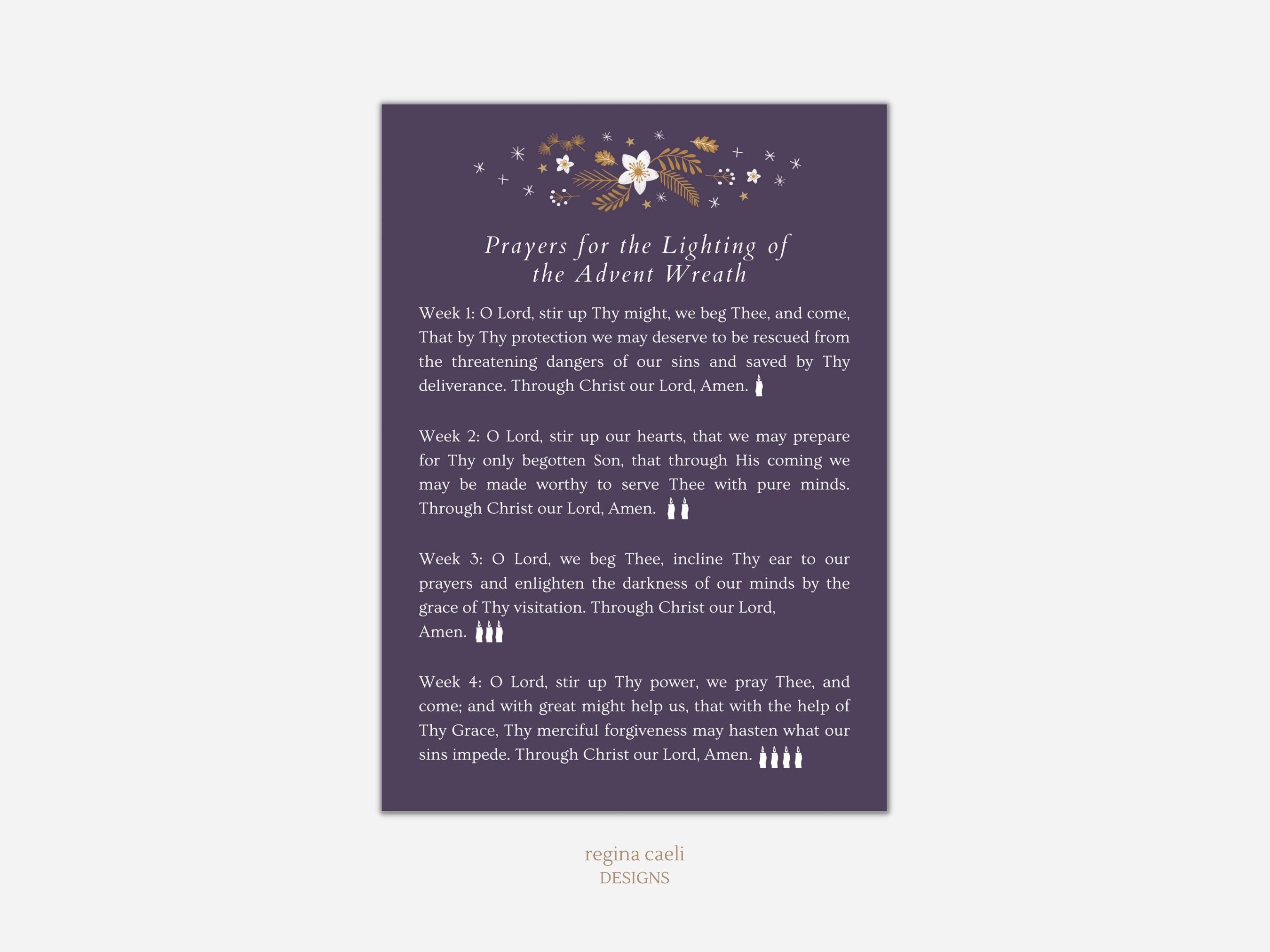 Prayer Card for Advent Wreath Lighting, Advent Prayers, Advent Wreath ...