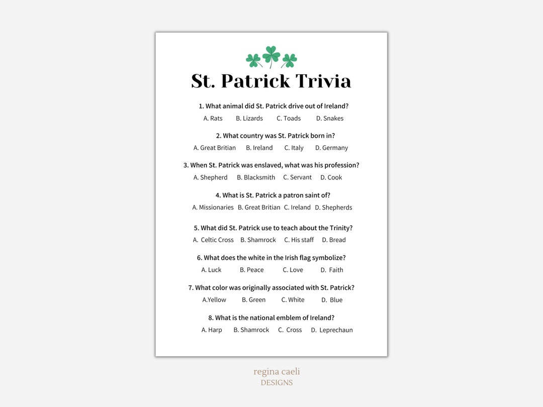 St. Patrick's Day Printable Game, Catholic St. Patrick Printable ...