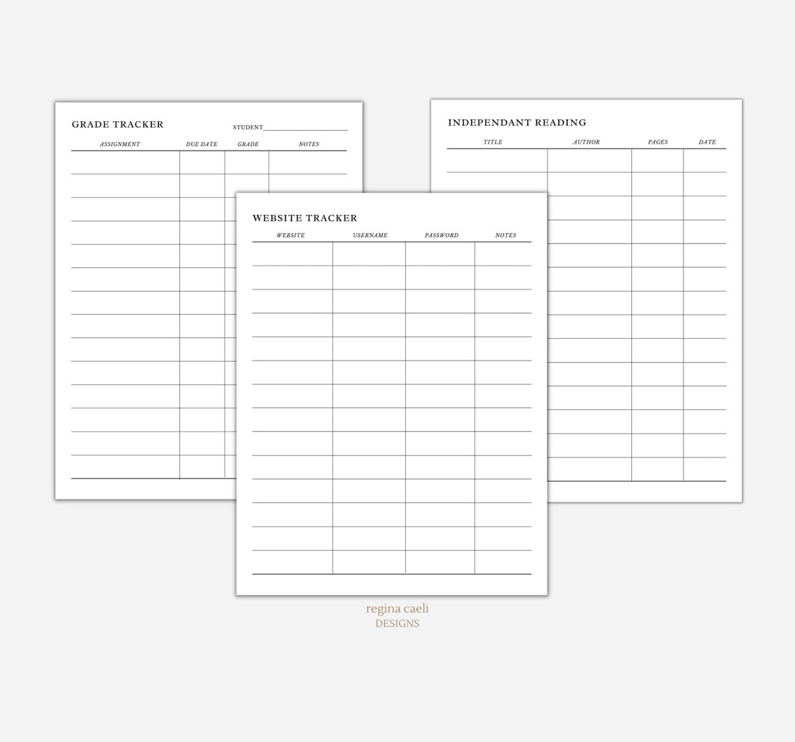 Simple Homeschool Planner Printable, Minimalist Homeschool Planner ...