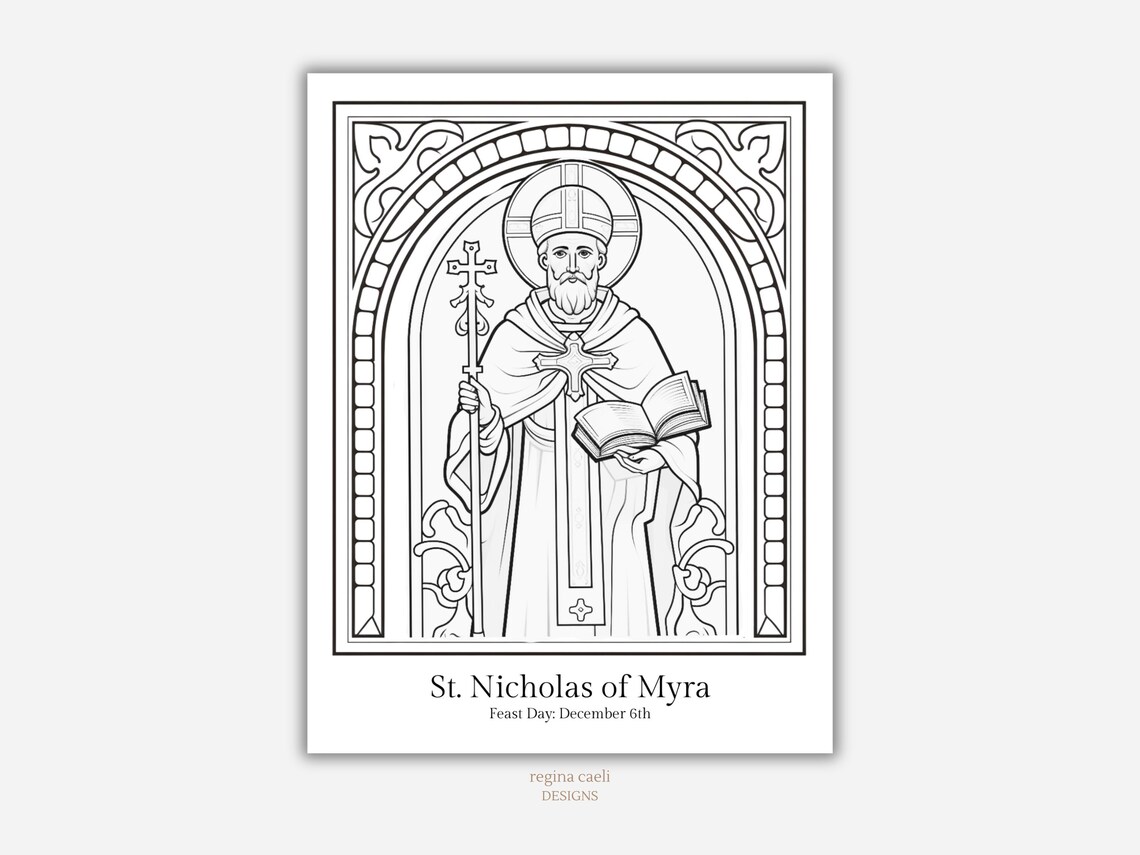 St. Nicholas Coloring Page, Christmas Coloring Page, St. Nick Coloring ...