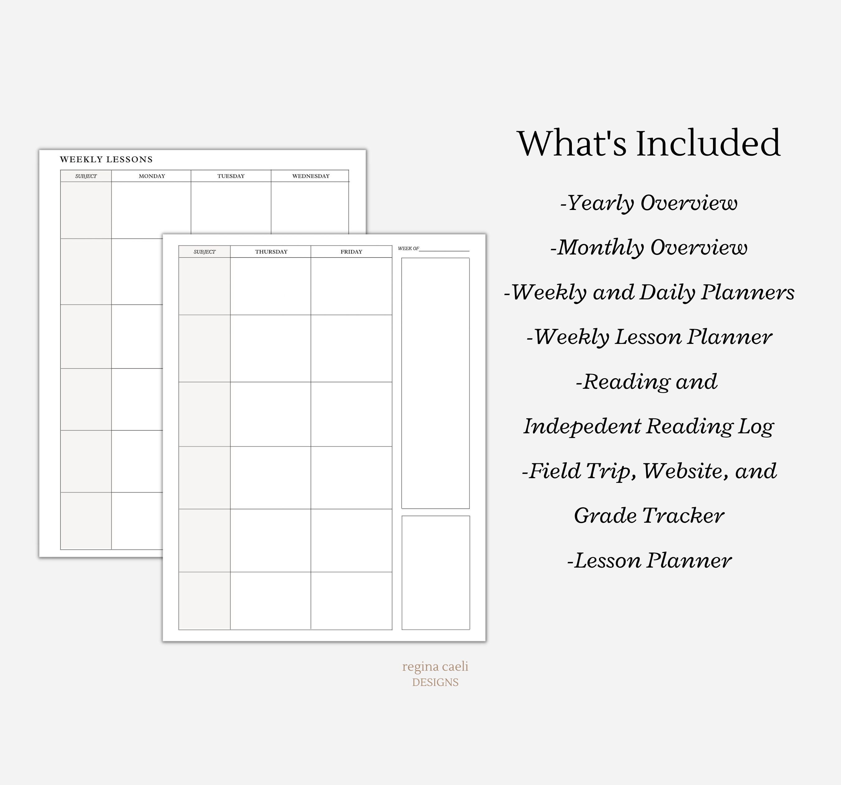 Simple Homeschool Planner Printable, Minimalist Homeschool Planner ...