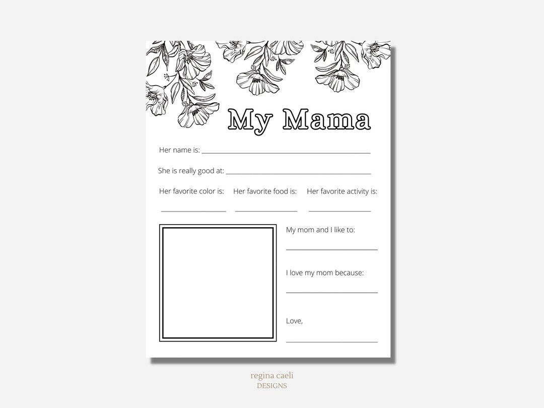 Mother's Day Worksheet, Mother's Day Coloring Page, My Mama Worksheet ...