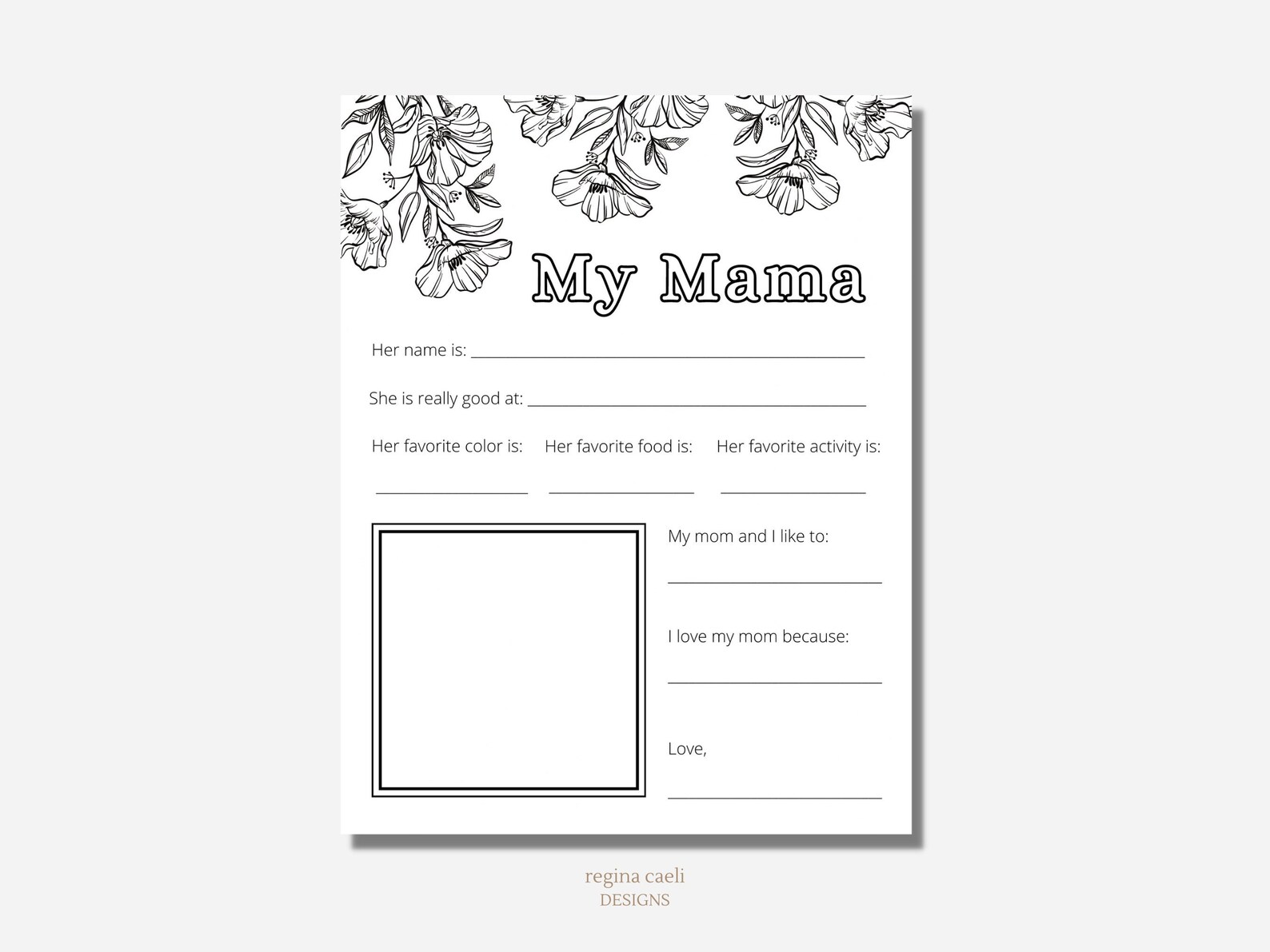 Mother's Day Worksheet, Mother's Day Coloring Page, My Mama Worksheet ...