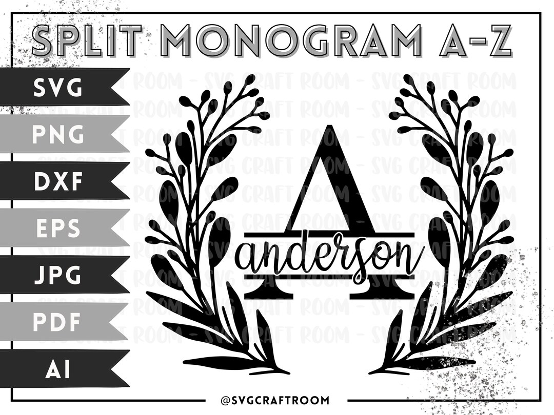 Split Monogram SVG, Monogram Alphabet, Cut File for Cricut, Split ...