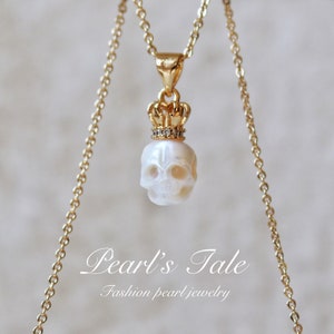 Natural Pearl Skull Necklace Hand-carved Pearl Skulldainty Pearl Skull ...