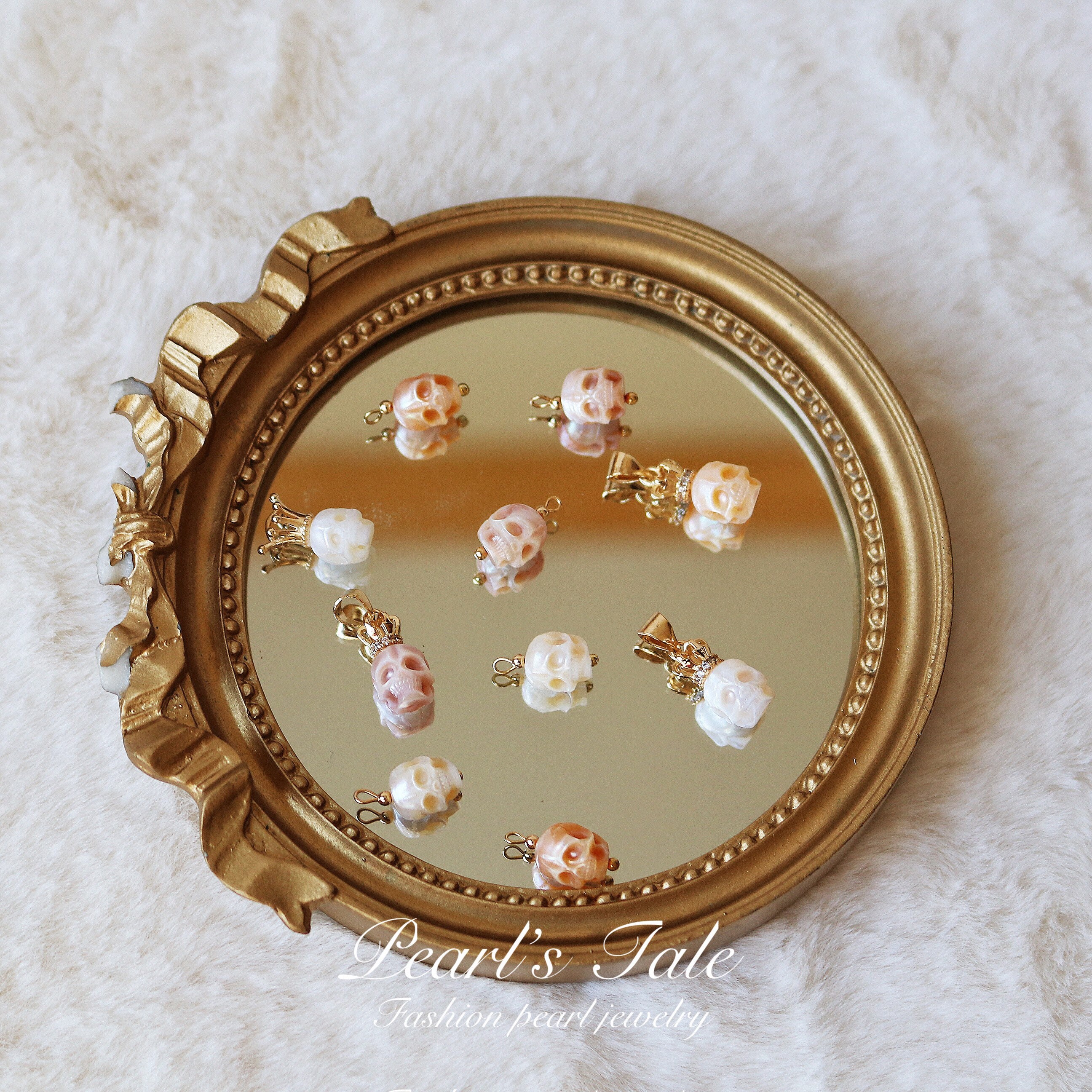 Natural Pearl Skull Necklace • Hand-carved Pearl Skull•dainty Pearl ...