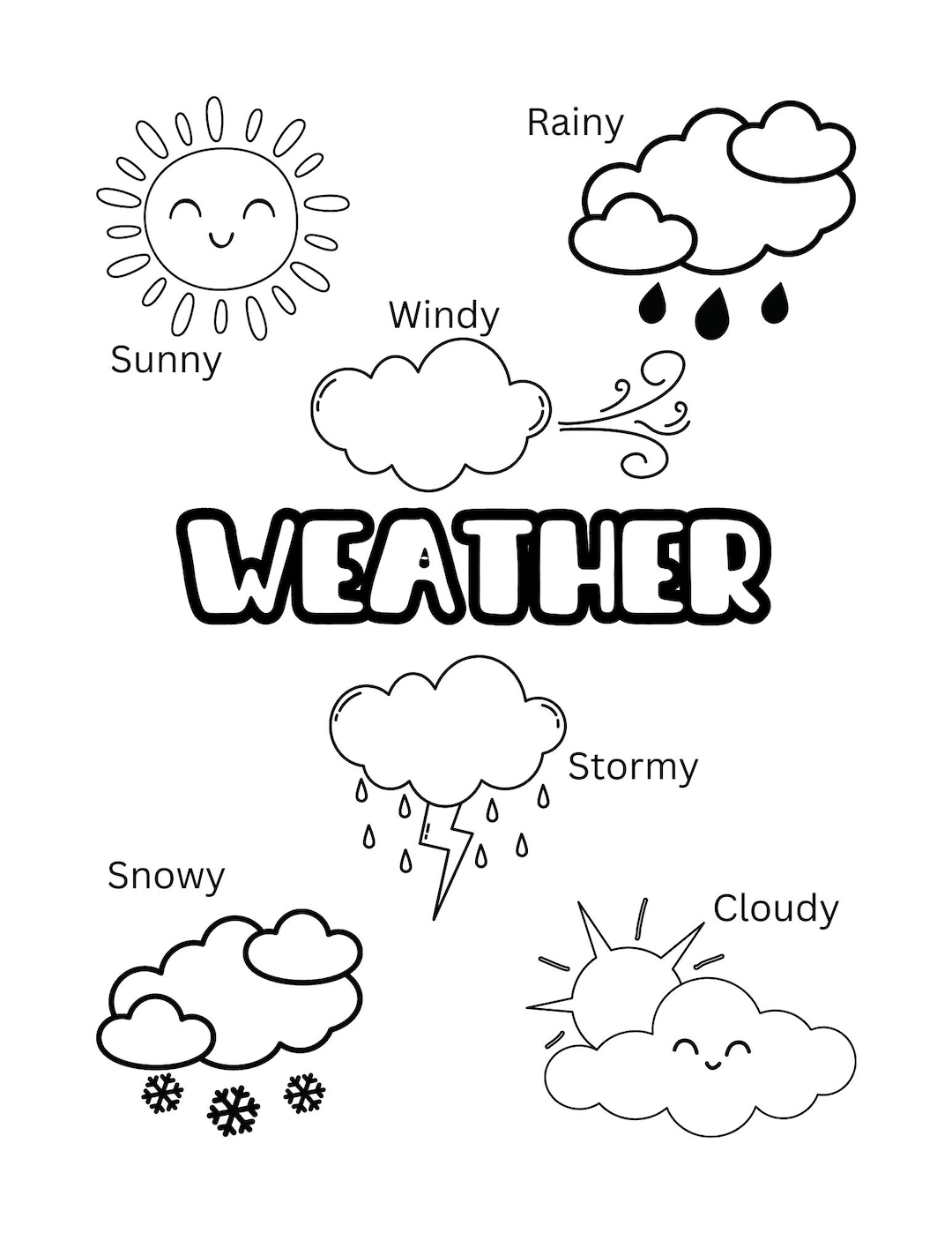 Weather Coloring Page for Kids - Etsy