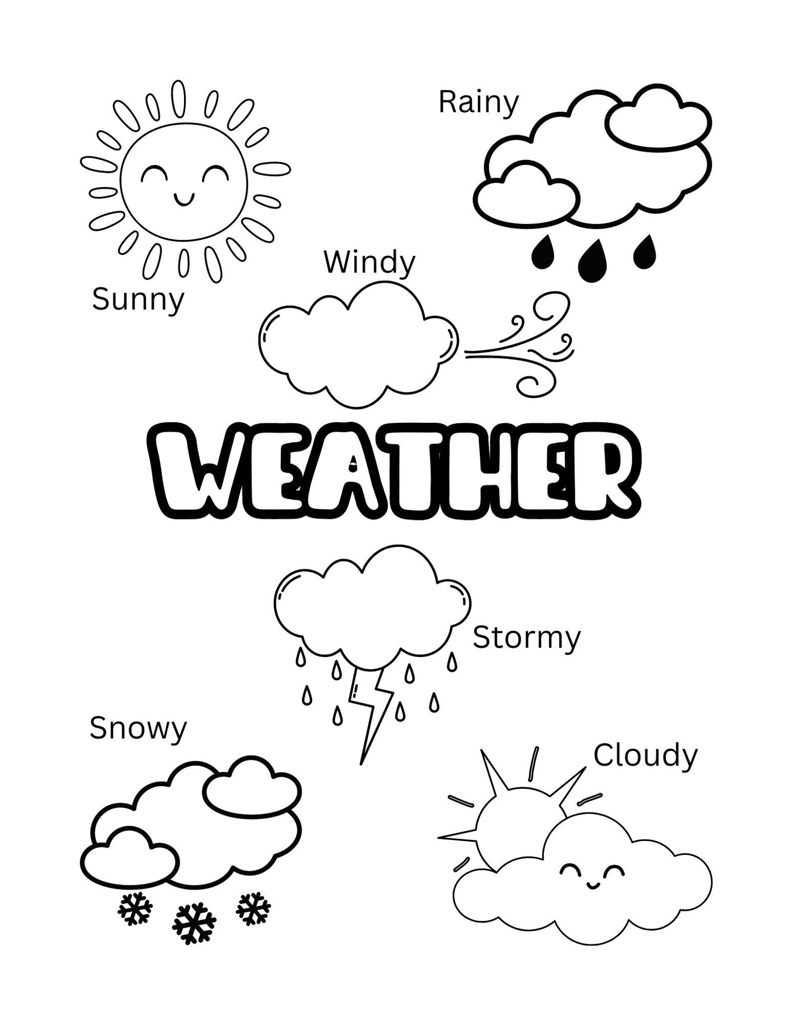 Weather Coloring Page for Kids - Etsy