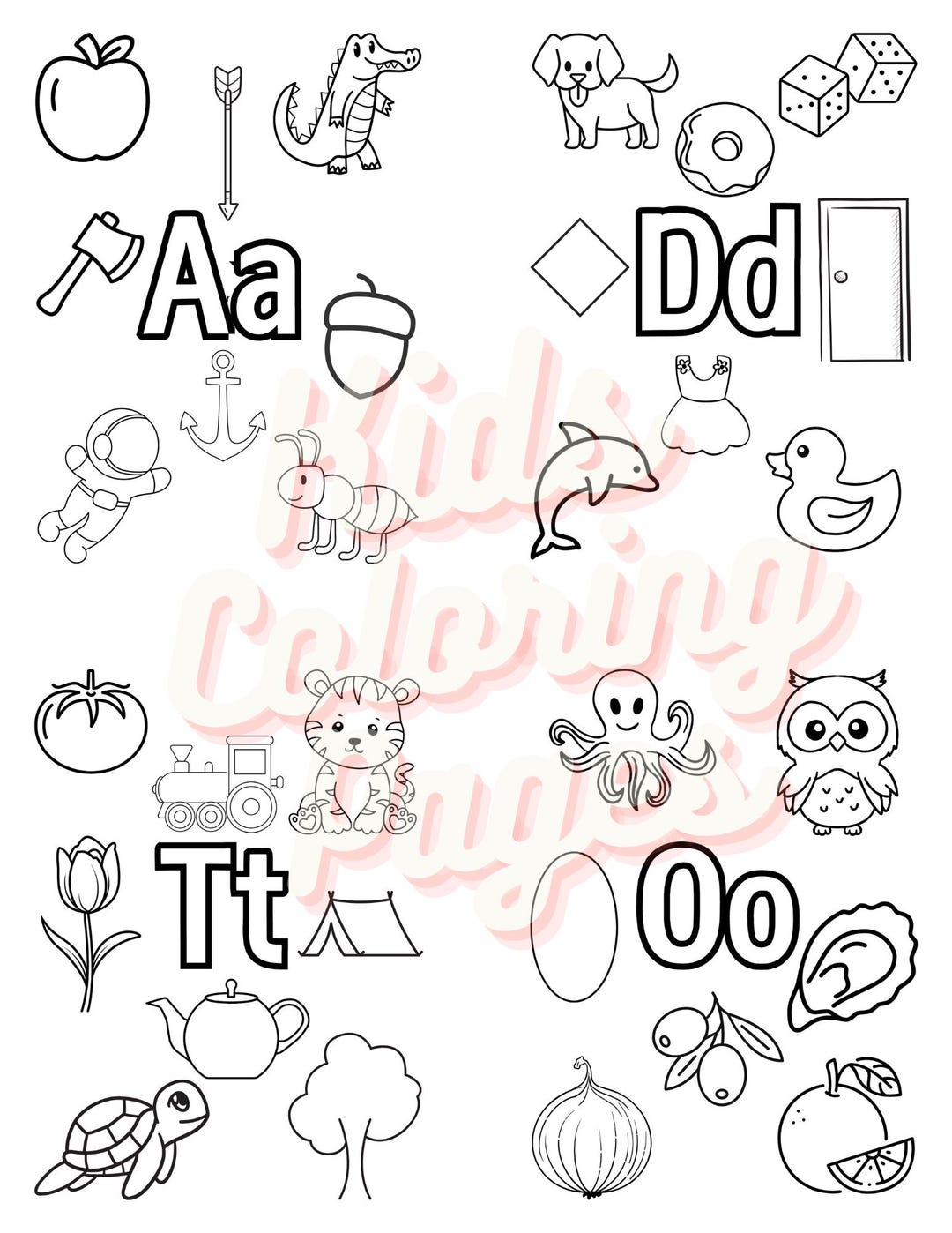 Alphabet Coloring Pages - Etsy