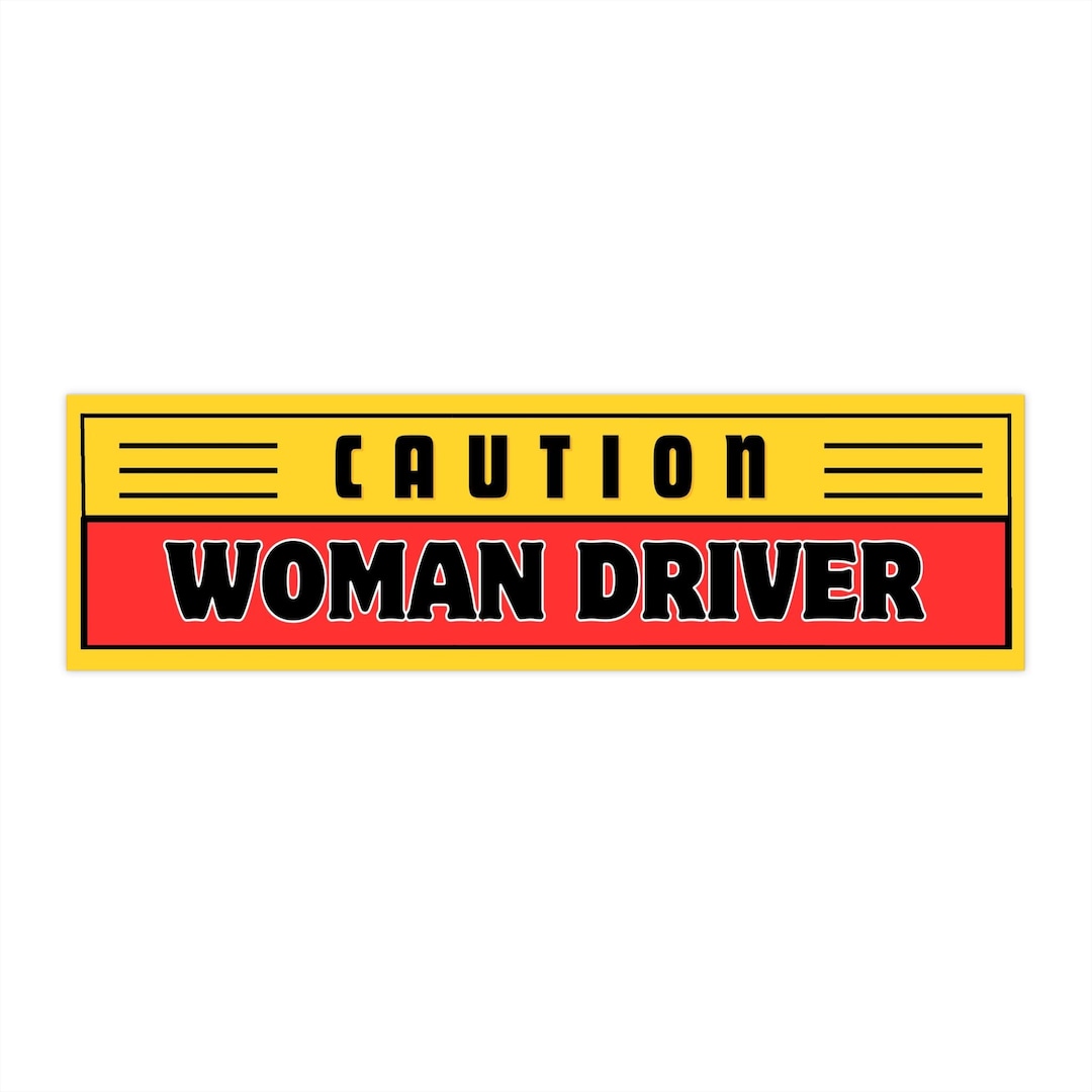 Caution Woman Driver Sticker | Bumper Sticker, Retro Warning Decal - Etsy