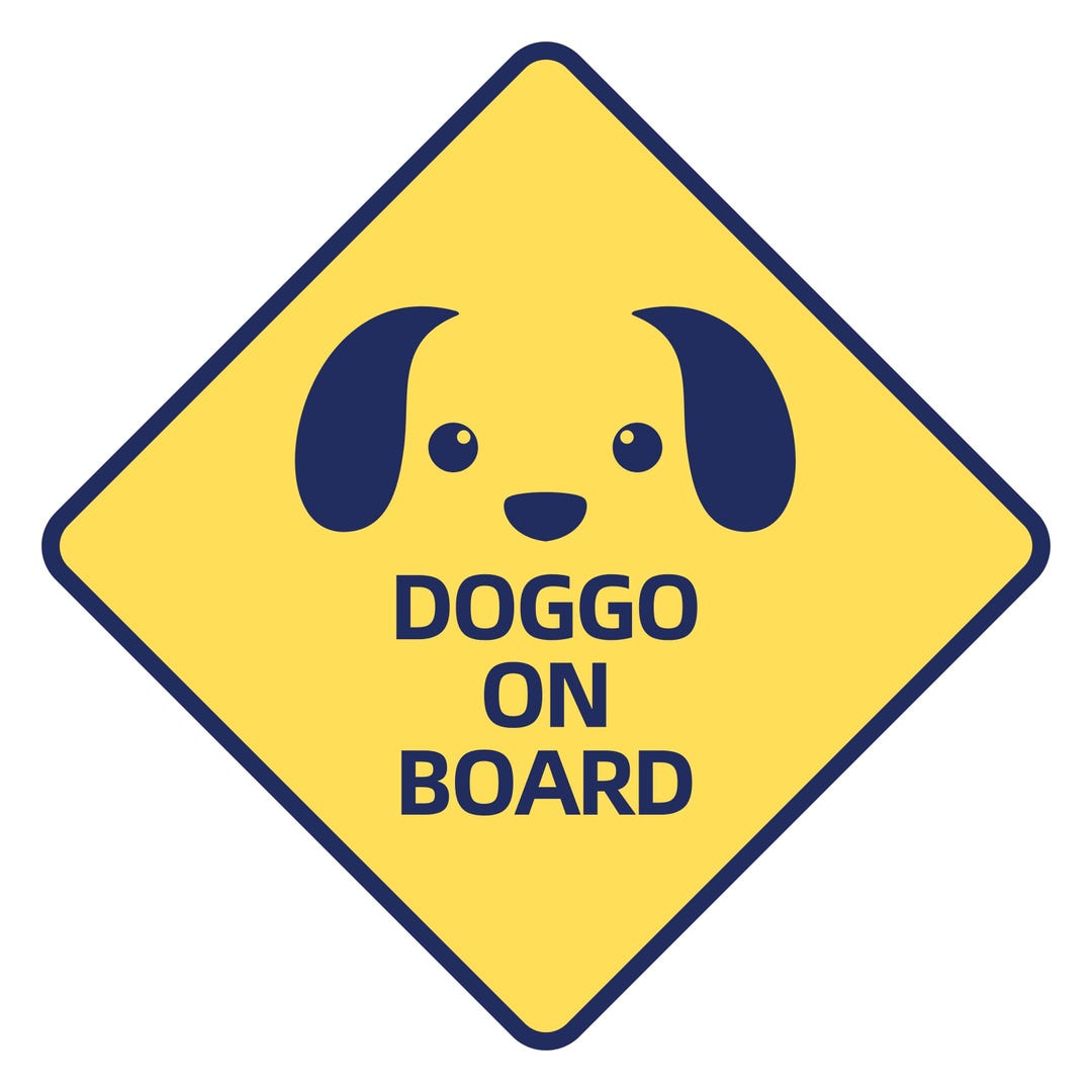 Doggo on Board Car Magnet | Yellow Dog Face Decal - Etsy