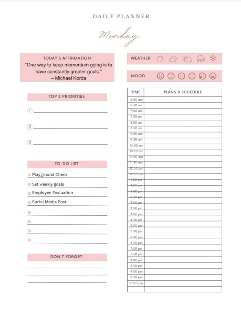 2026 Printable Planner for Childcare Directors - Etsy
