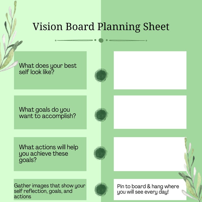 Vision Board Planning Sheet - Etsy