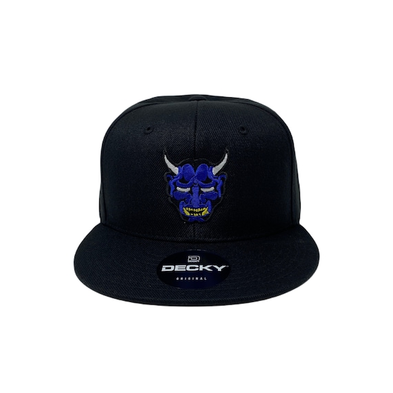 Oni Blue Demon Japanese Art Anime Snapback Hat Cap All Black - Etsy