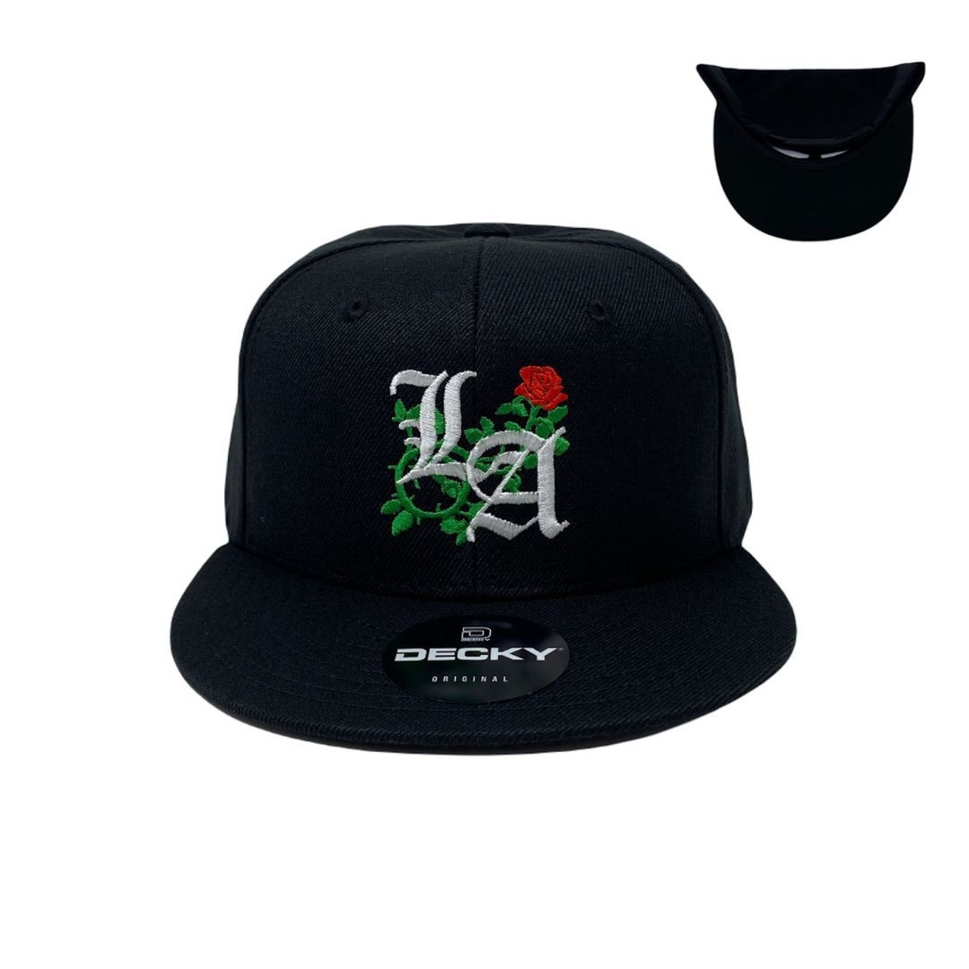Los Angeles Old English Rose Snapback Hat All Black - Etsy