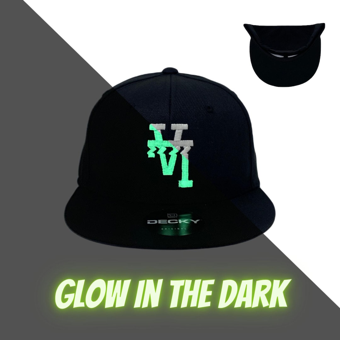Los Angeles LA Wavy Upside Down Snapback Hat All Black GLOW in the Dark - Etsy
