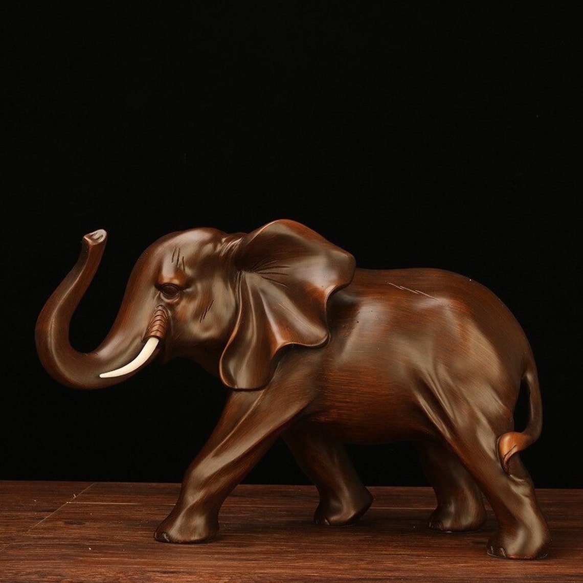 Elegant Elephant Resin Statue Lucky Wealth Figurine Crafts Ornaments ...