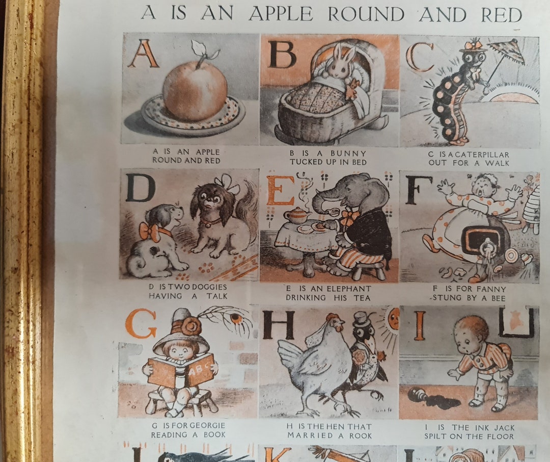 Children's Rhyming Alphabet Vintage Picture - Etsy