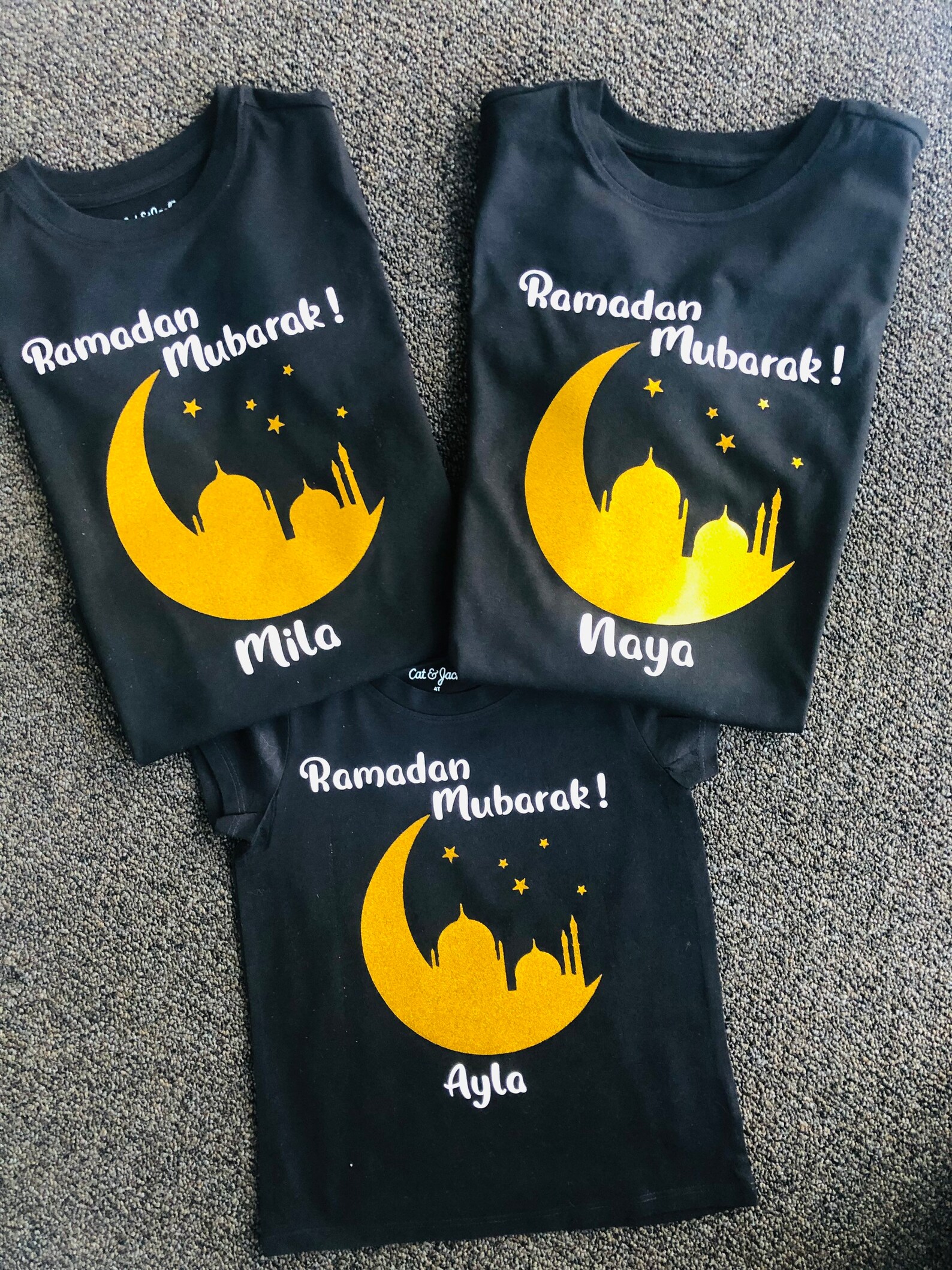 Adult, Kids, and Babies Ramadan Mubarak Shirts With Gold Vinyl and ...
