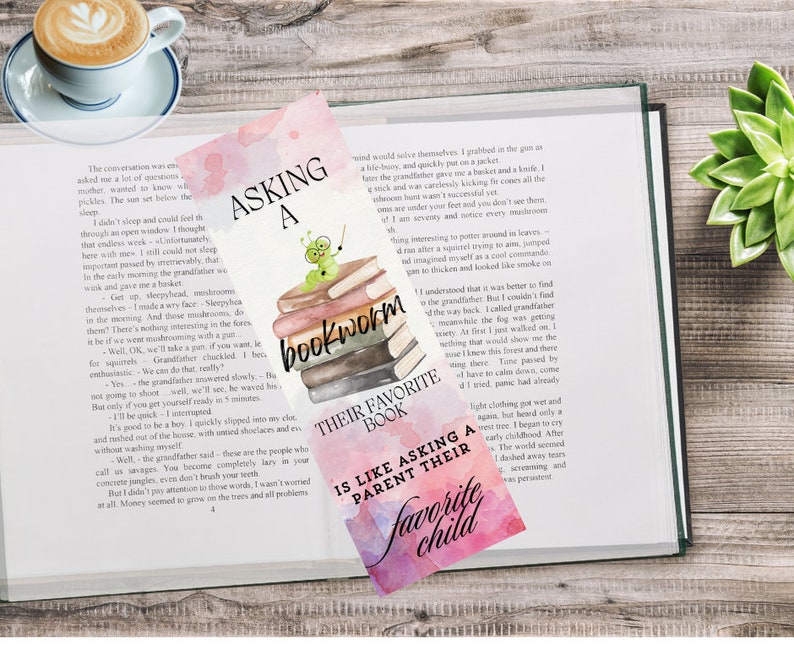 PDFPNG Printable Bookmark Ask a Bookworm Favorite Book is Like Asking a ...