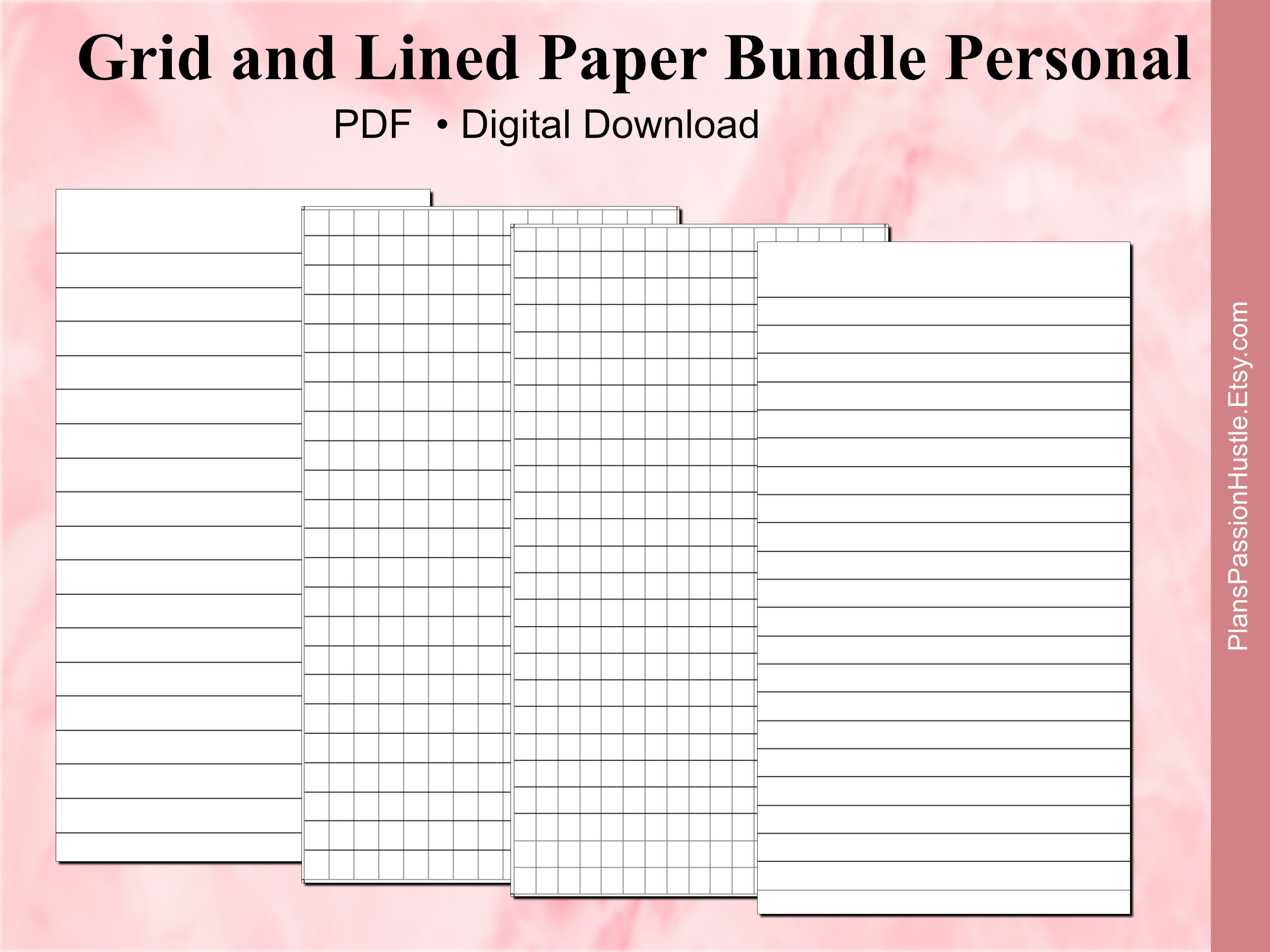Grid Paper Lined Papes Bundle Personal Size Planner Printable Pages - Etsy