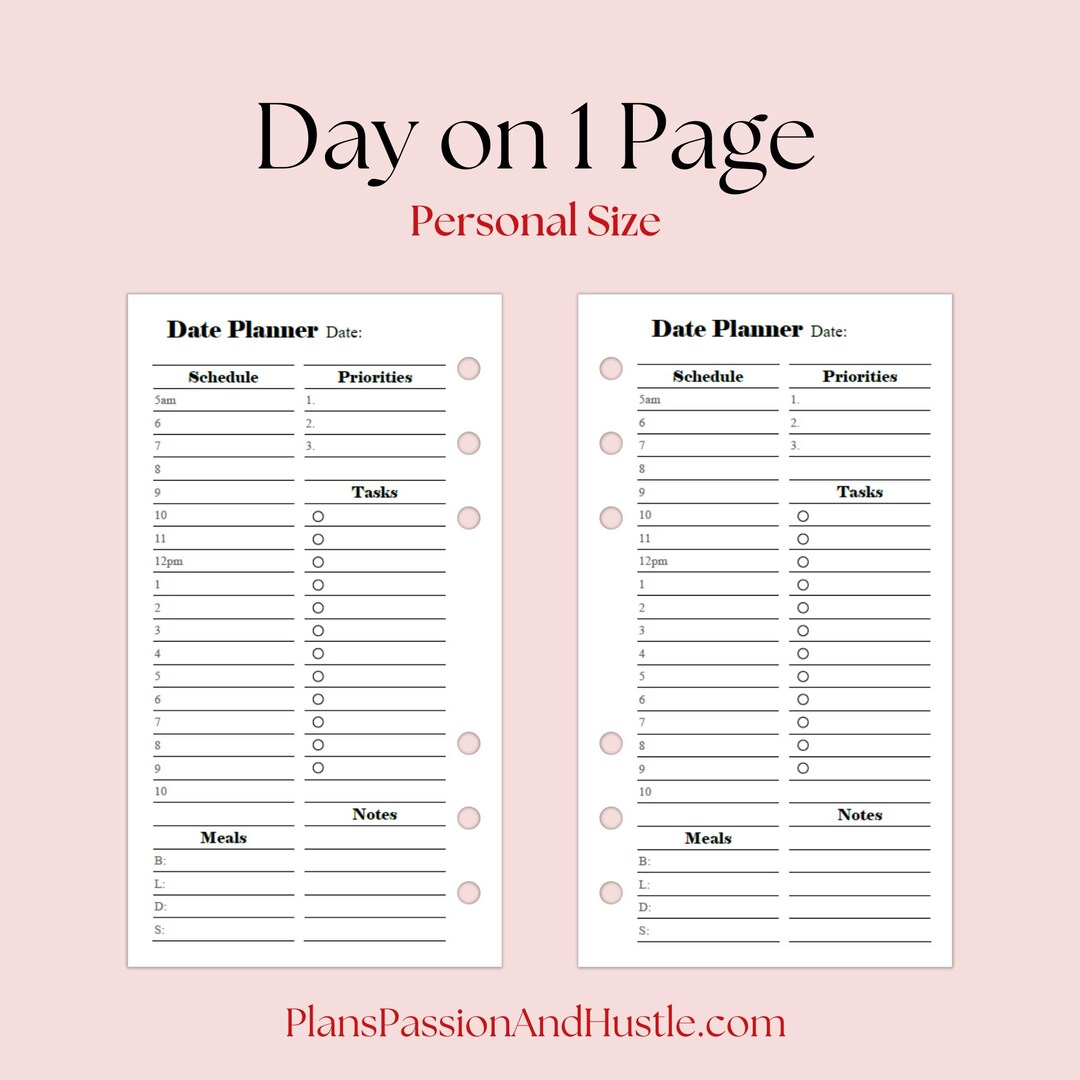 Hourly Daily Pages - DO1P - Day per Page With Priorities, Meals, and ...