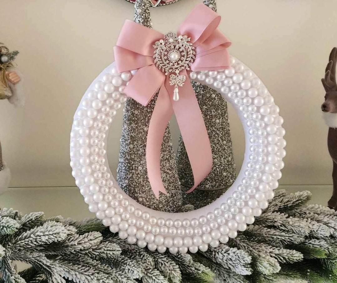 Pearl & Satin Indoor Christmas Wreath Holiday Wreath Xmas - Etsy