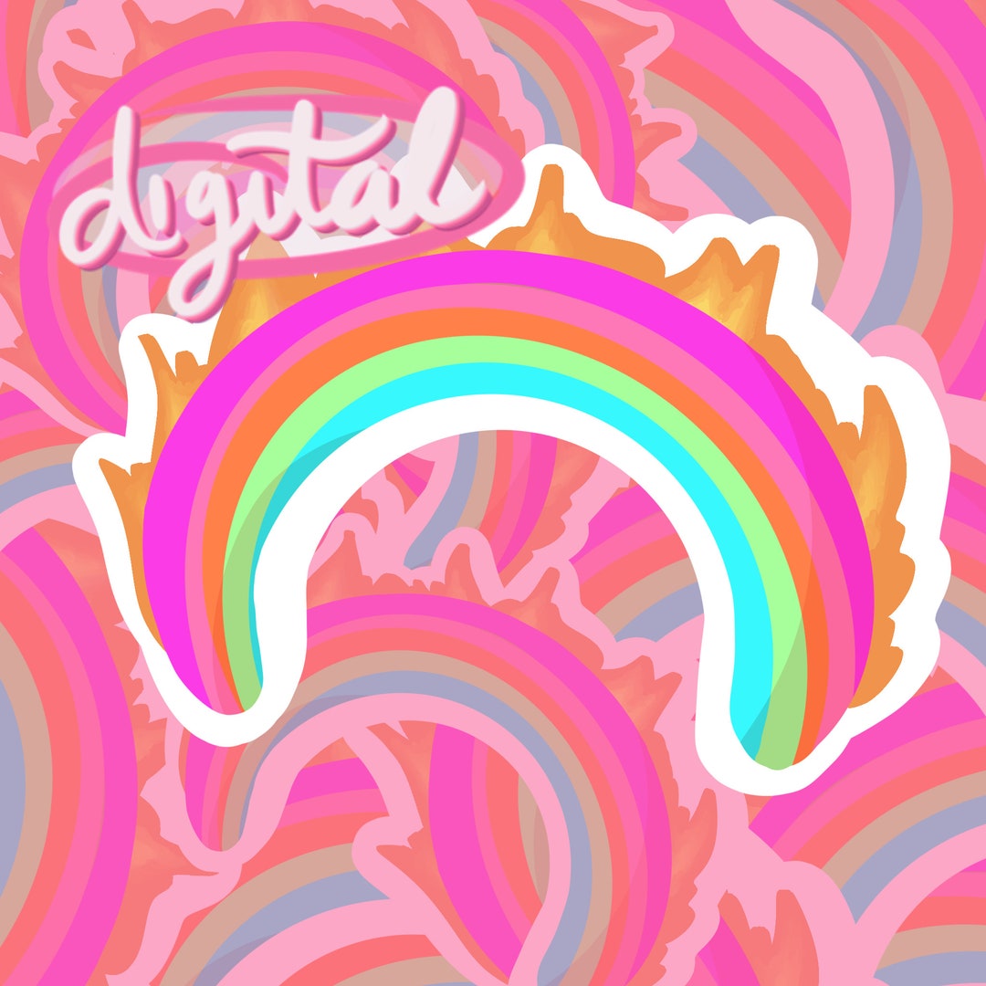 Rainbow on Fire Cartoon Digital Download PNG, Fan Art Design - Etsy