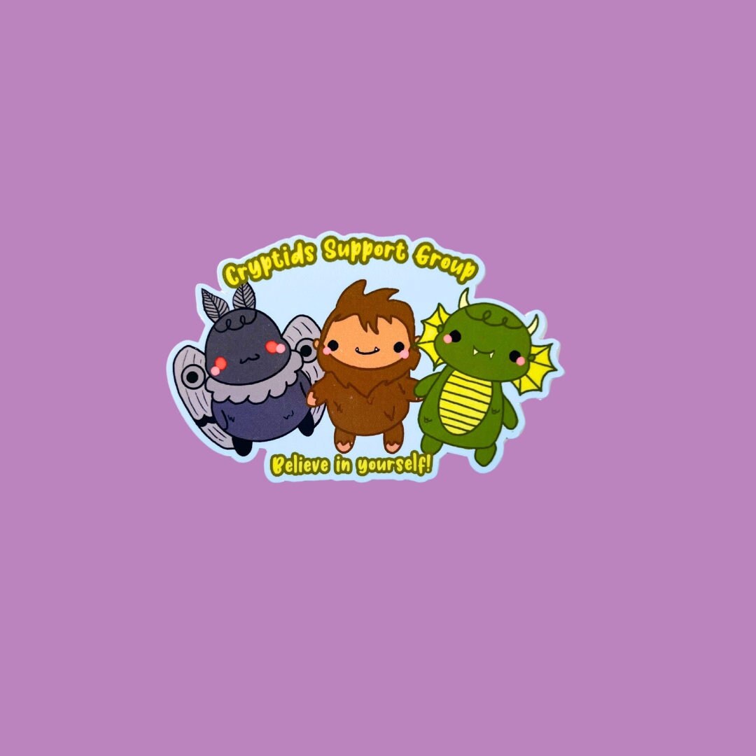 Cryptids Support Group Sticker | Chibi | Cute Sticker| Mothman| Bigfoot ...
