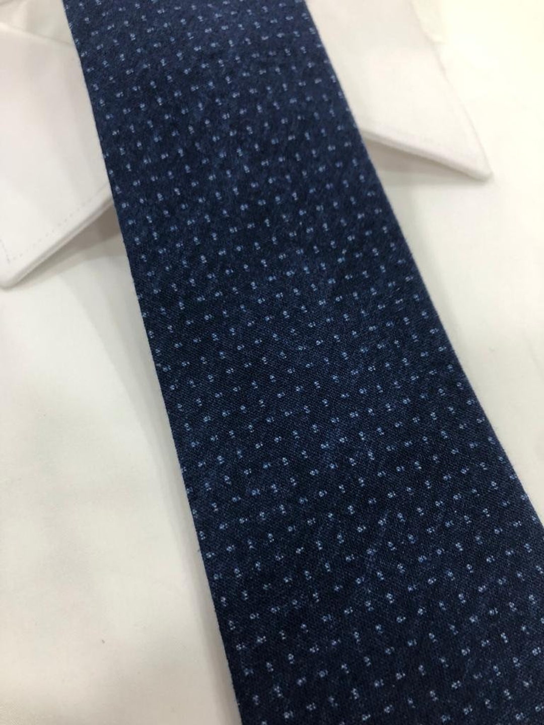 Dotted Dots Linen Navy Tie - Etsy