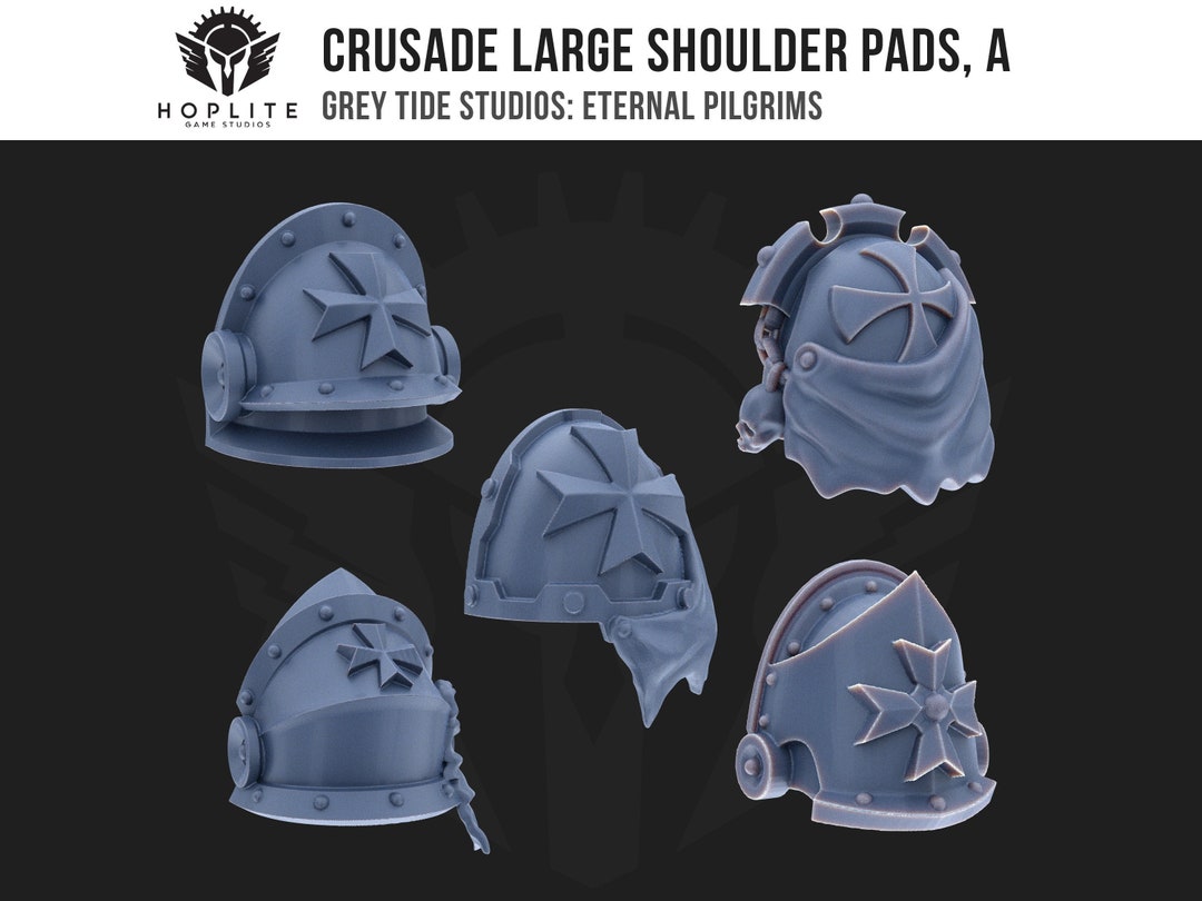Crusade Large Shoulder Pads A x10 Grey Tide Studios - Etsy