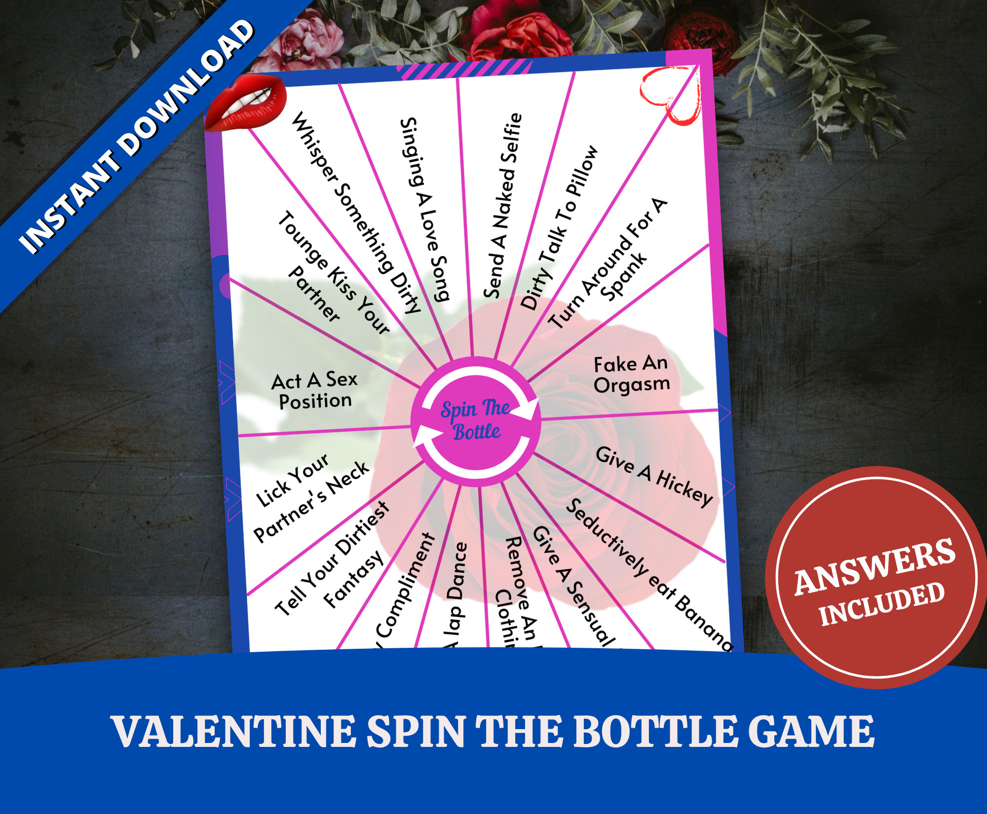 Erotic Spin the Bottle Game Printable Dirty Spin the Bottle | Etsy