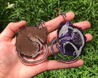 Reversible Rat 3 Inch Double-sided Charm | Hand Drawn Acrylic Keychain ...