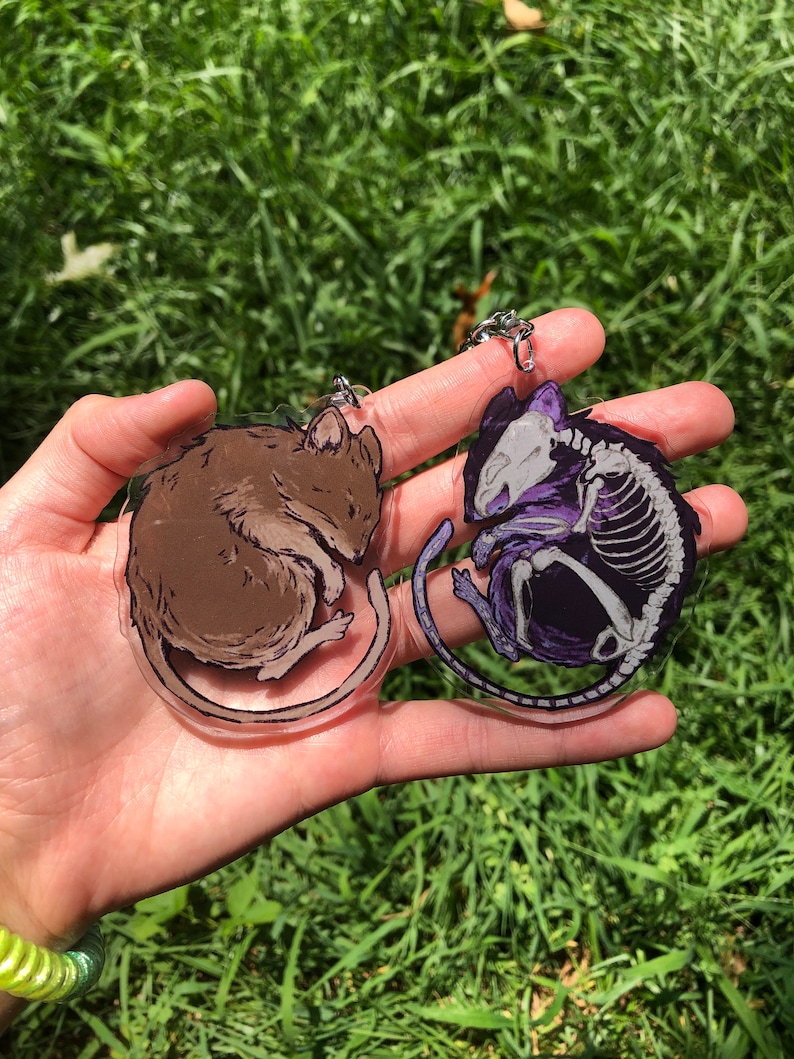 Reversible Rat 3 Inch Double-sided Charm | Hand Drawn Acrylic Keychain ...