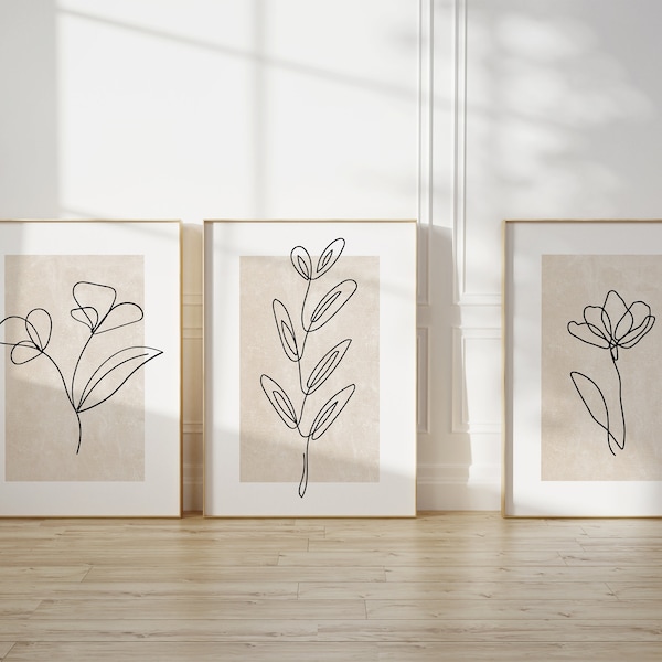 Flower Line Drawing Wall Art - Etsy