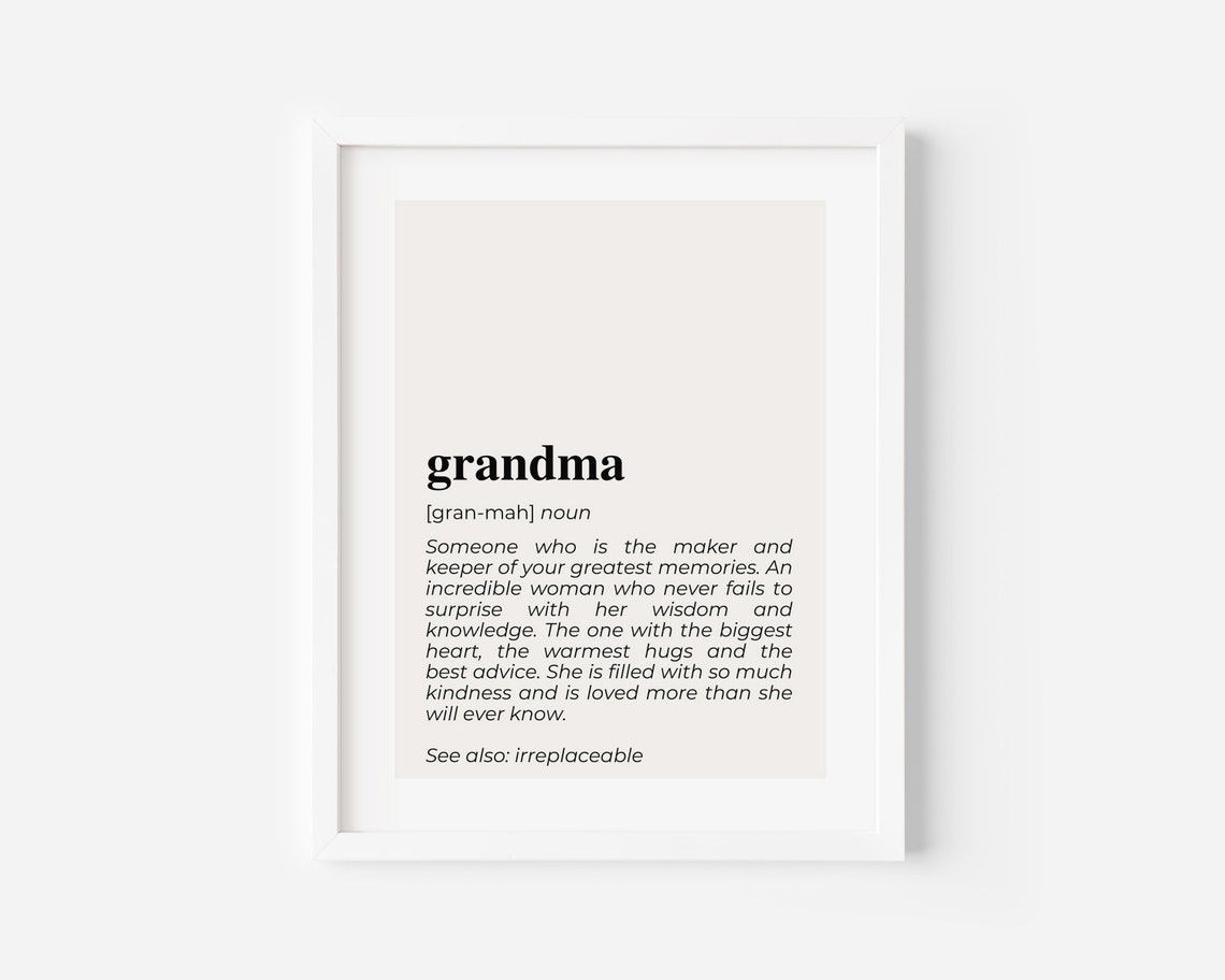 Custom Grandma Definition Print Grandmother Definition Wall - Etsy