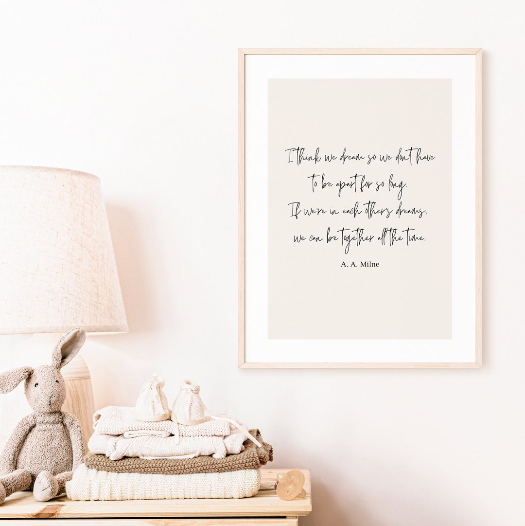 AA Milne Winnie the Pooh Nursery Quote Print, Beige Typography Quote ...