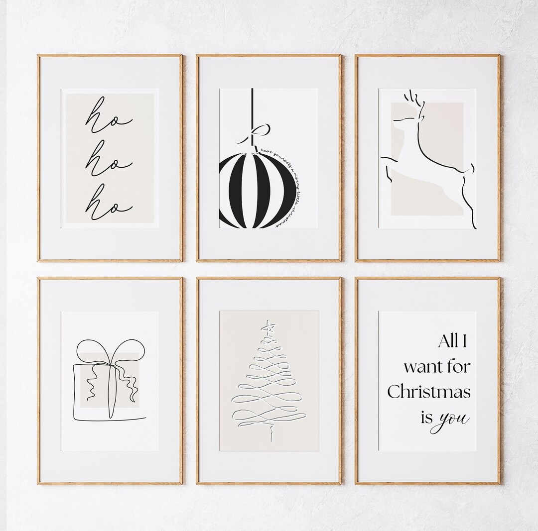 Christmas Gallery Wall Art Prints, Minimalist Christmas Wall Art, Set ...
