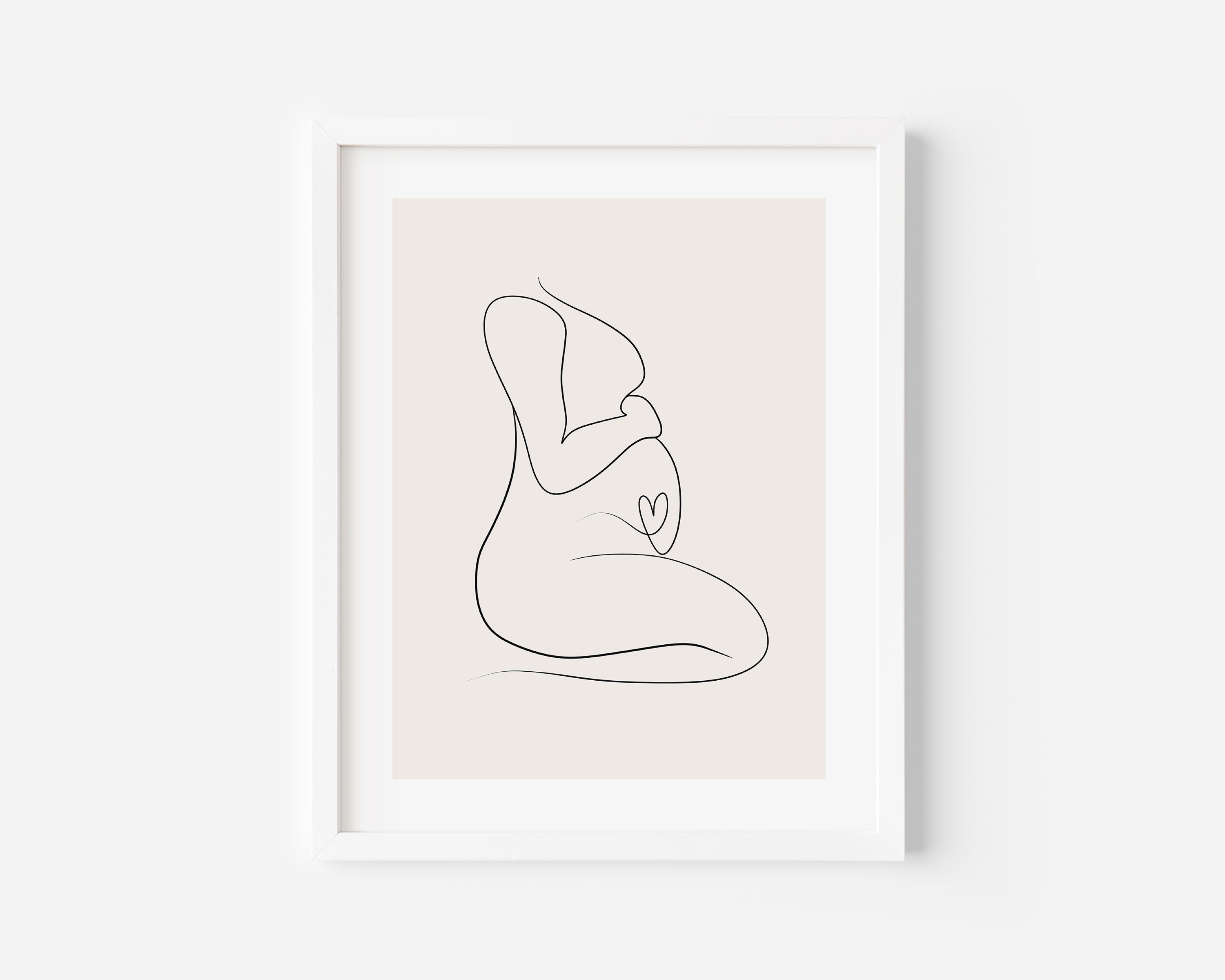 Pregnancy Line Art Drawing, Pregnant Woman Wall Art Print, Minimalist ...