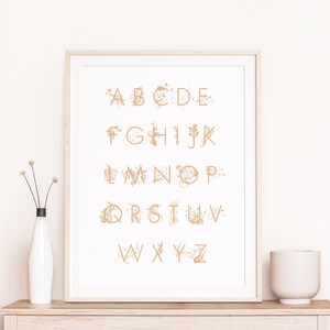 Flower Alphabet Nursery Print, Floral ABC Wall Art, Playroom Learning ...