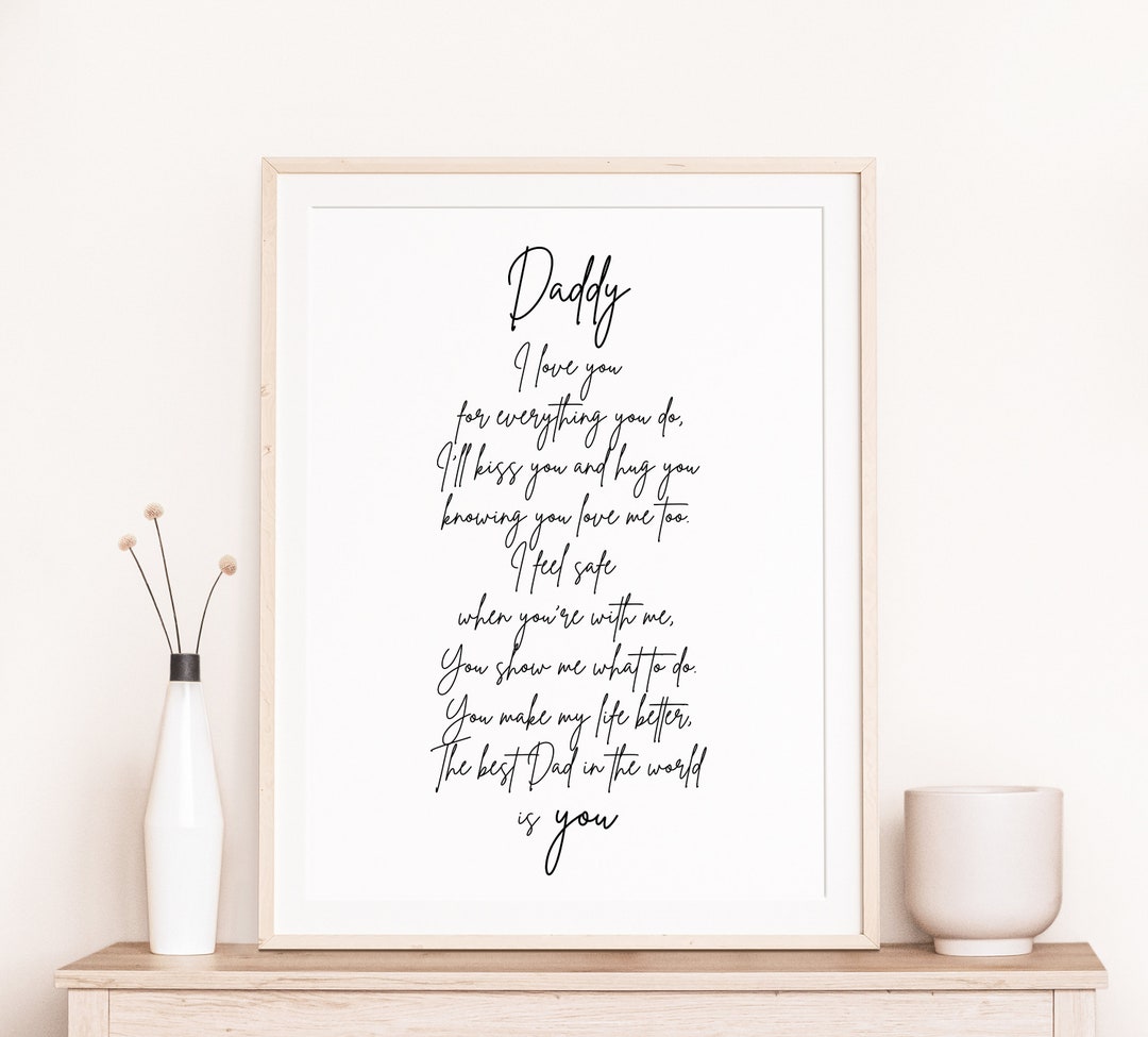 Daddy I Love You Poem Print, Fathers Day Gift for Dad From Baby, Gift ...