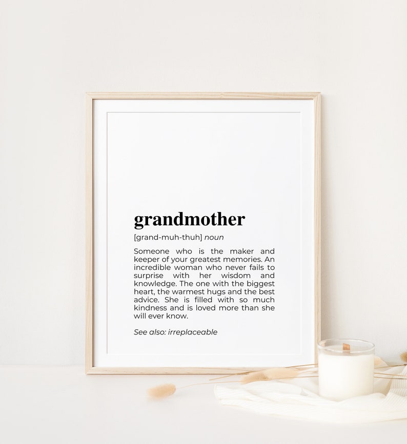 Custom Grandma Definition Print Grandmother Definition Wall - Etsy