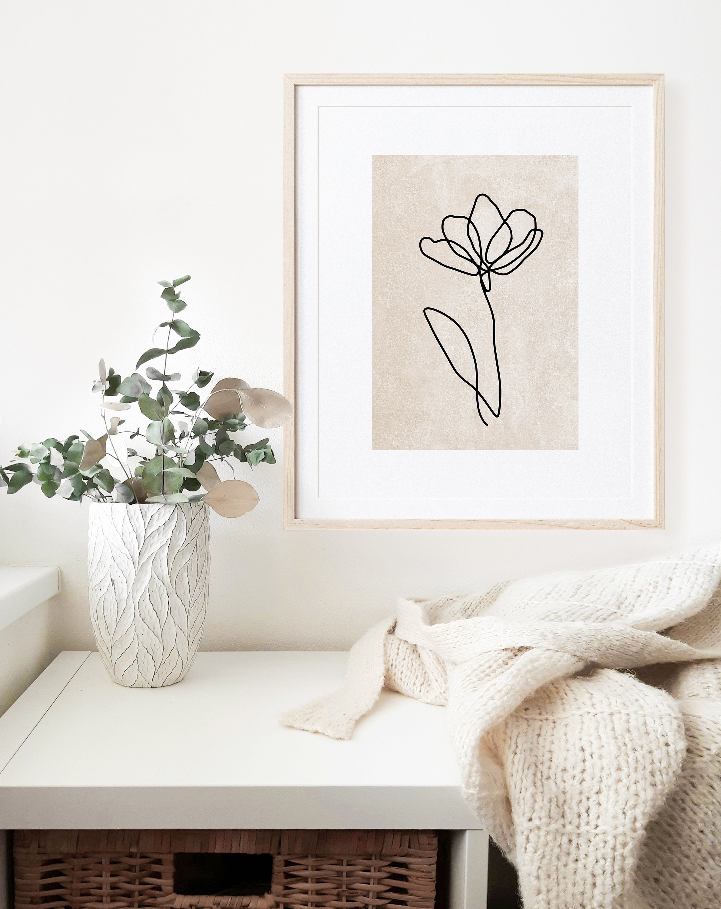 Set of 3 Line Art Botanical Prints Minimal Botanical Posters - Etsy