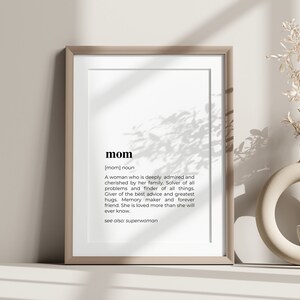 Custom Mom Definition Wall Art Print, Mum Definition Print, Mothers Day ...