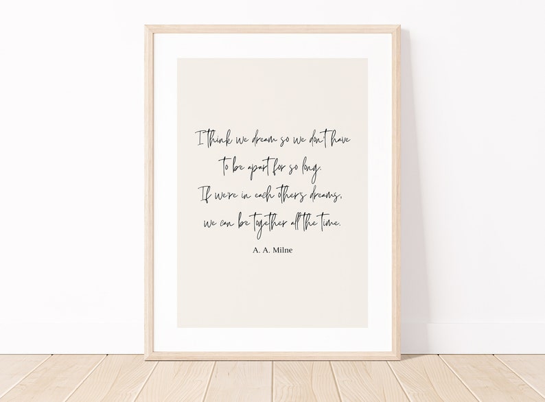 AA Milne Winnie the Pooh Nursery Quote Print, Beige Typography Quote ...
